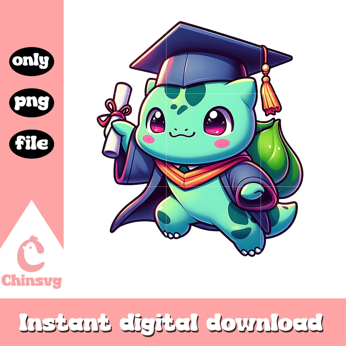 Bulbasaur chibi graduation design png, pokemon graduation png – Chinsvg
