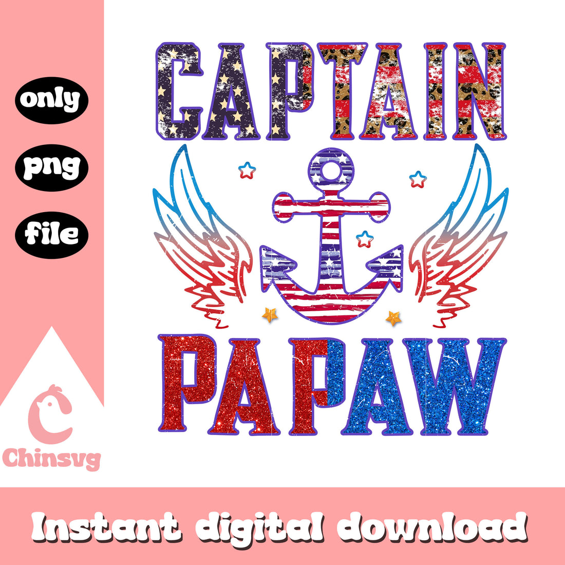 Captain papaw png, anchor usa flag retro png, fairy wings png – Chinsvg
