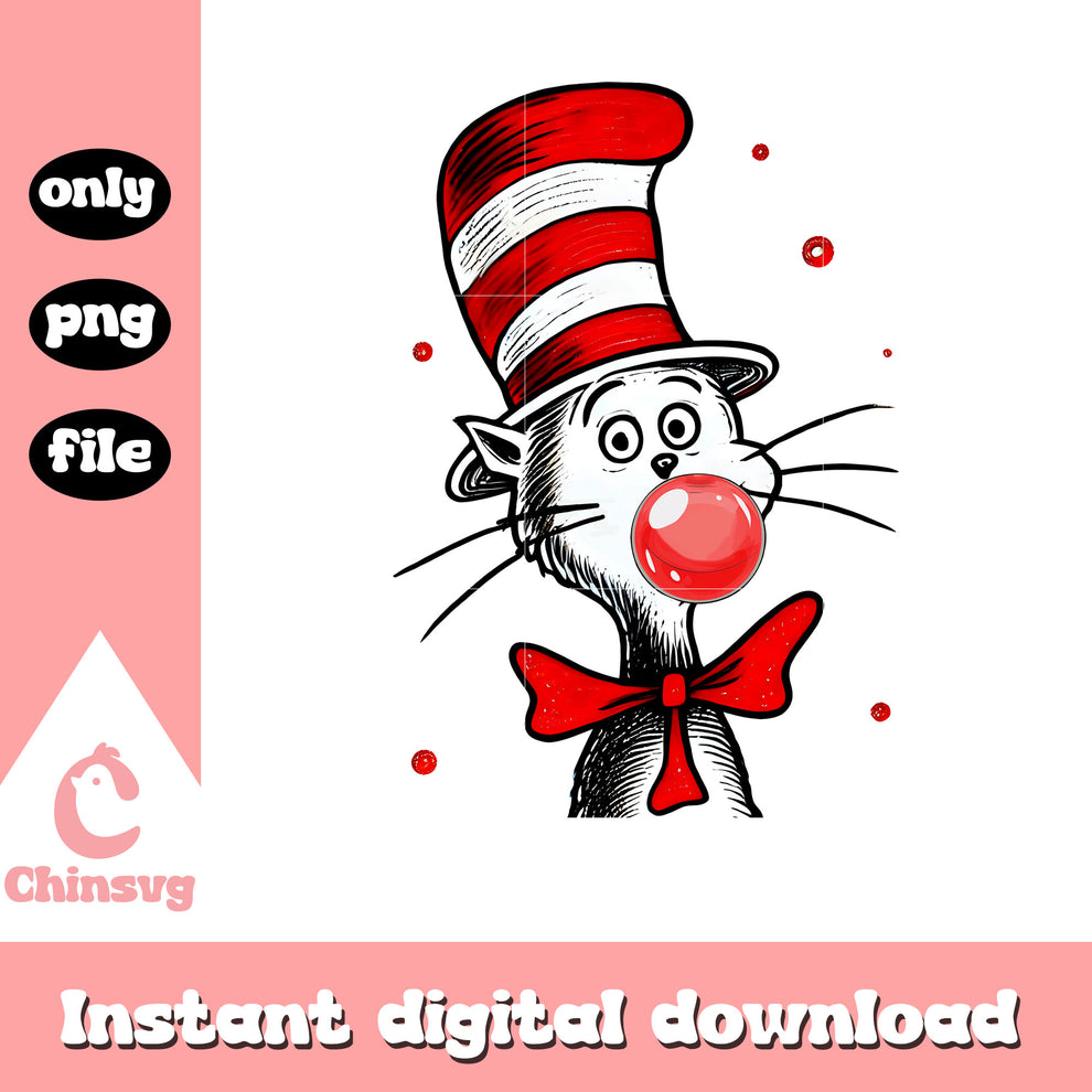 Cat in the hat chewing gum png, dr seuss character png, cartoon png ...