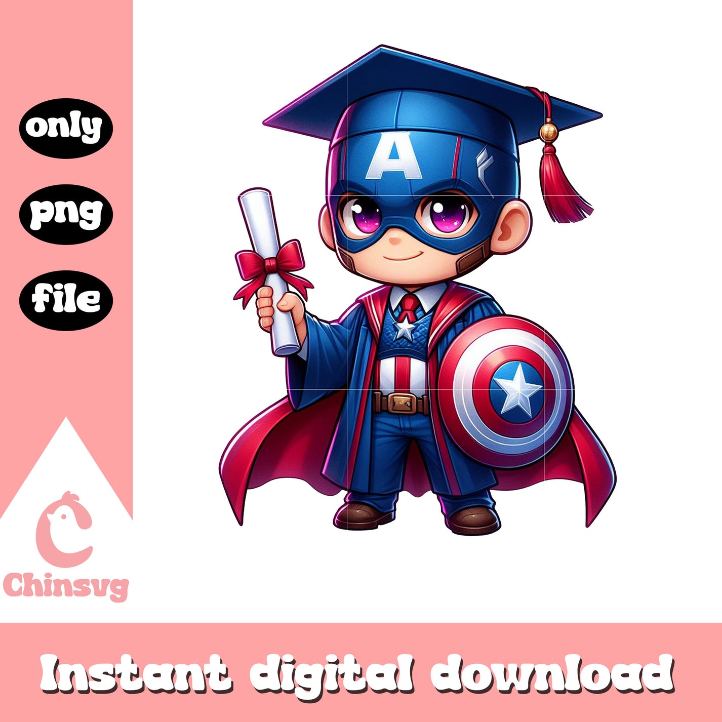 Chibi captain american graduation design png, graduation design png ...