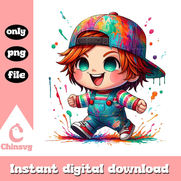 Chibi chucky cute colorful design png, child's play halloween png – Chinsvg