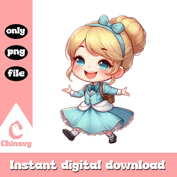 Chibi cinderella go to schhol png, power school png, disney princess p ...