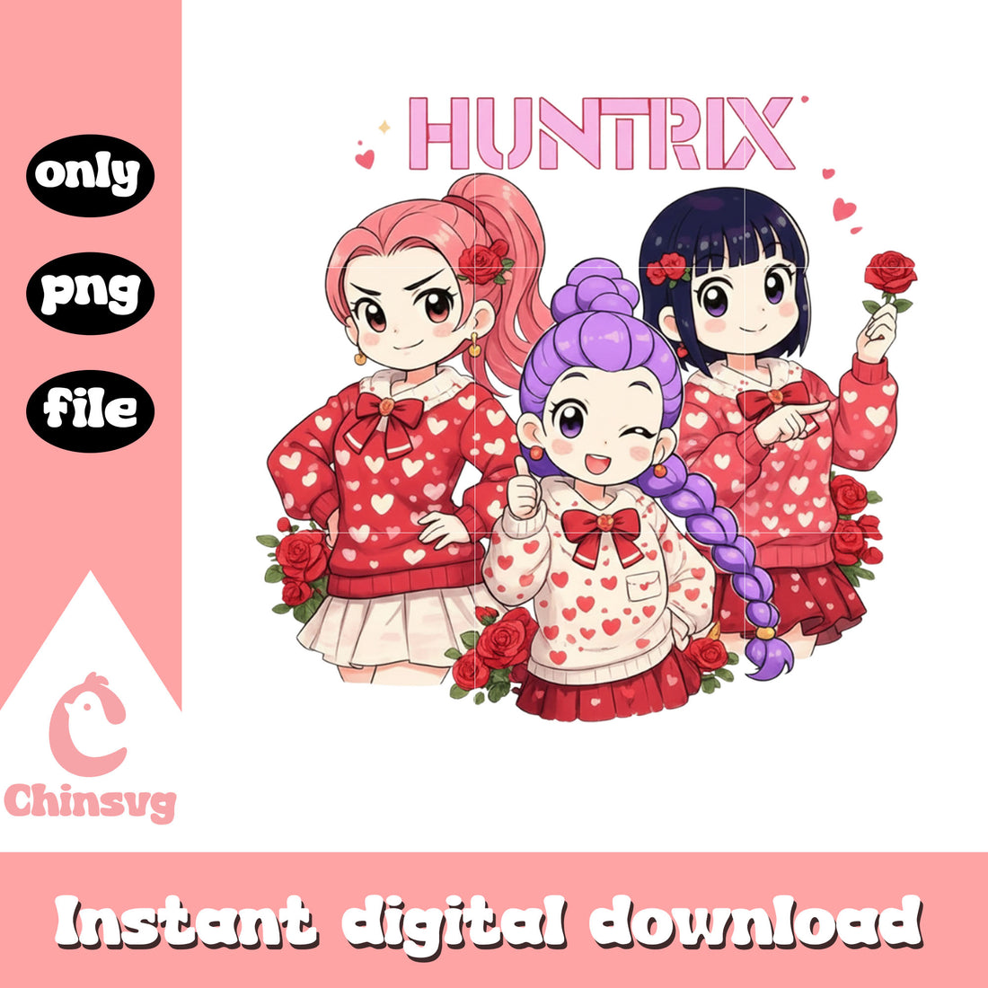Chibi cute custom girls png, kpop valentines cards png – Chinsvg