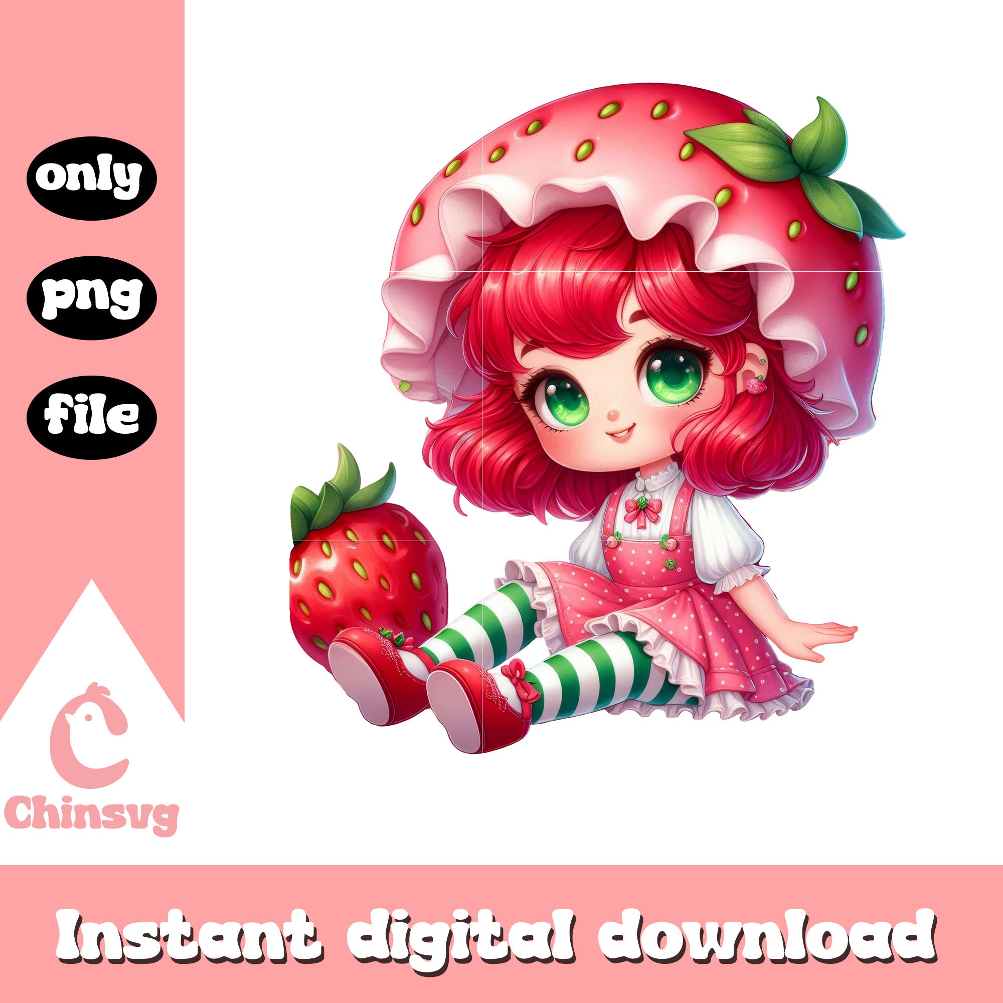 Chibi cute strawberry doll art png, strawberry shortcake cartoon png ...