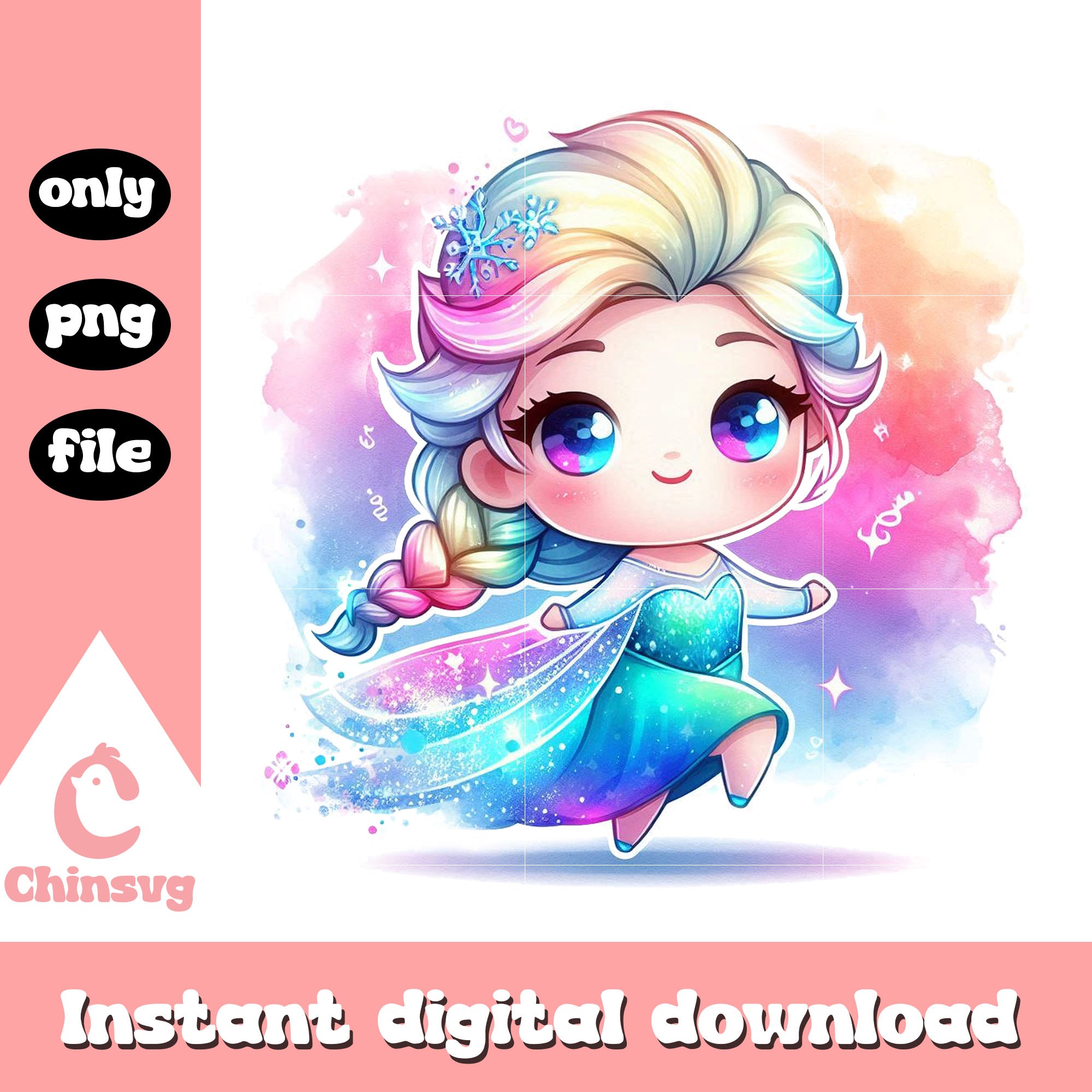 Chibi disney elsa watercolor splash png, elsa princess png – Chinsvg