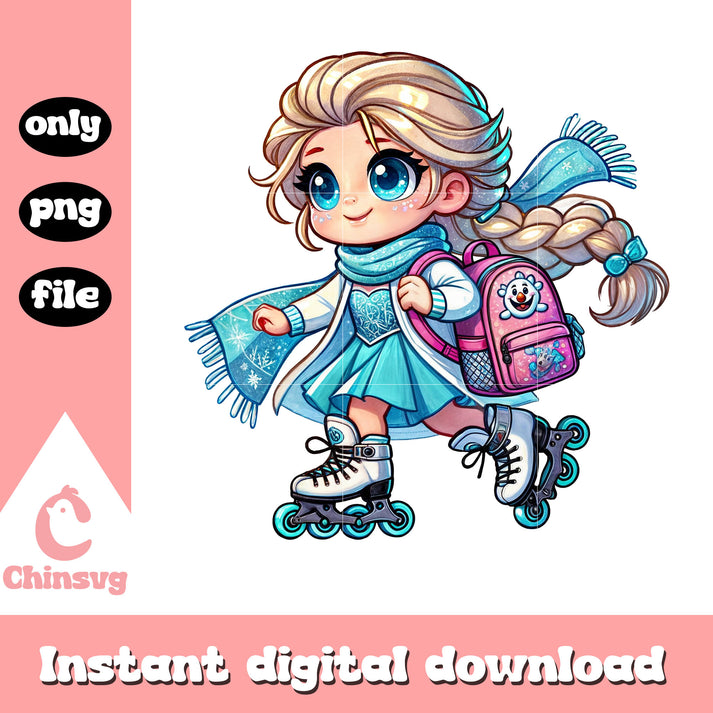 Chibi elsa roller skating to school design png, disney elsa png – Chinsvg
