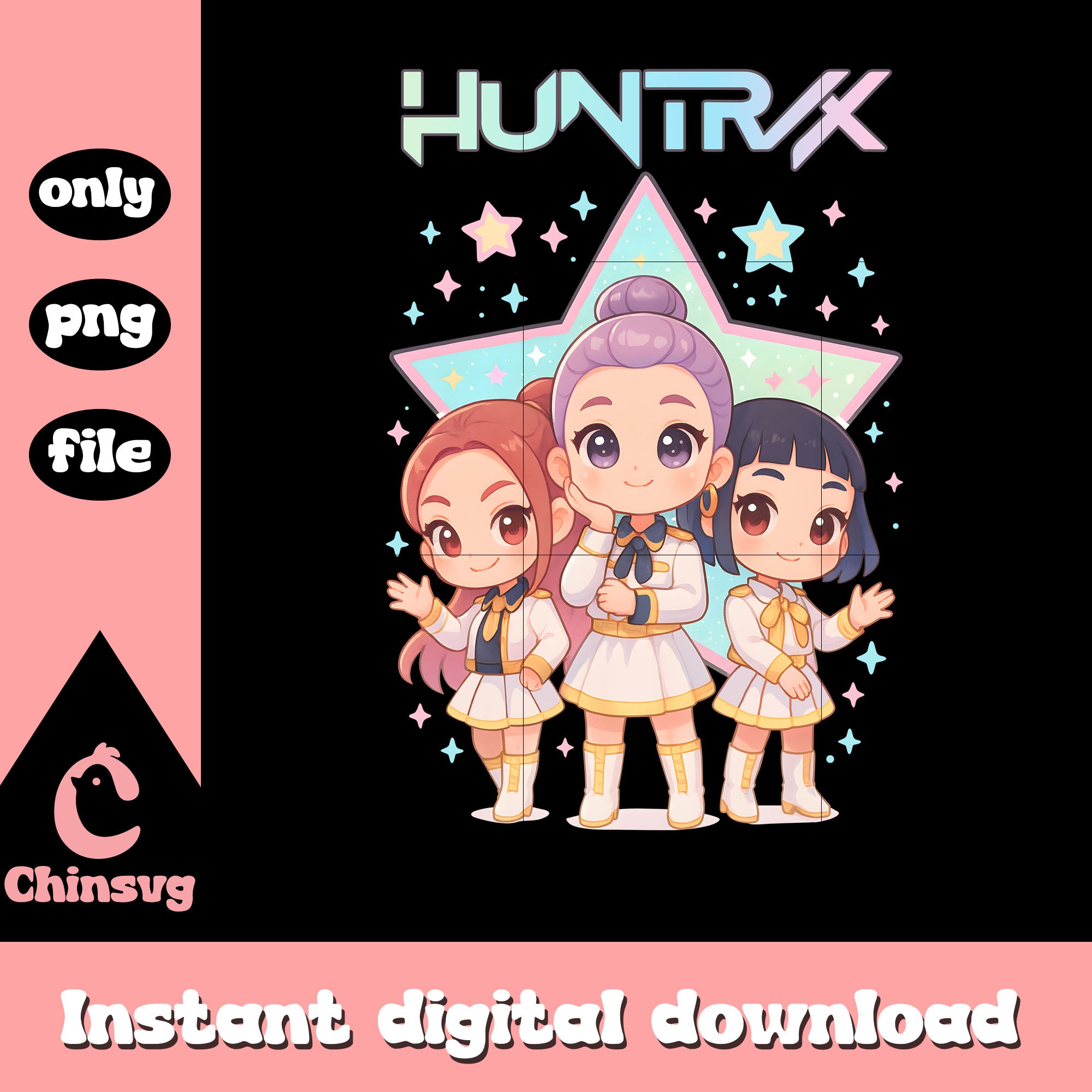 Chibi huntrix members design png, kpop demon hunters cast png – Chinsvg