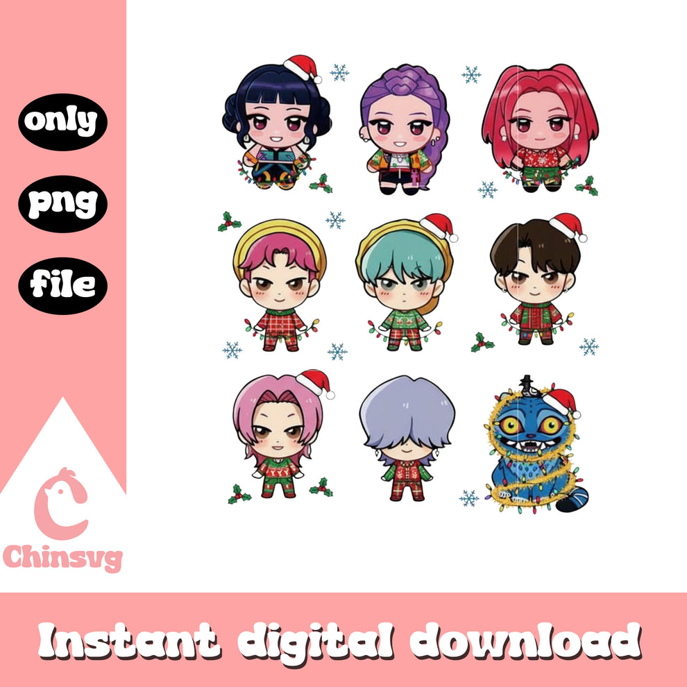 Chibi kpop hunters members christmas png, xmas holiday png – Chinsvg