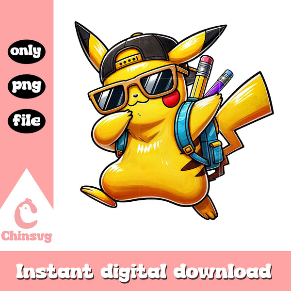 Chibi pikachu dabbing back to school design png, pikachu clipart png ...