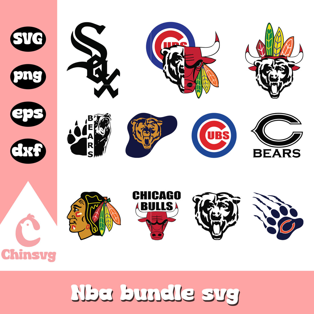 Chicago Sports Logo design bundle svg, nba bulls chicago svg – Chinsvg