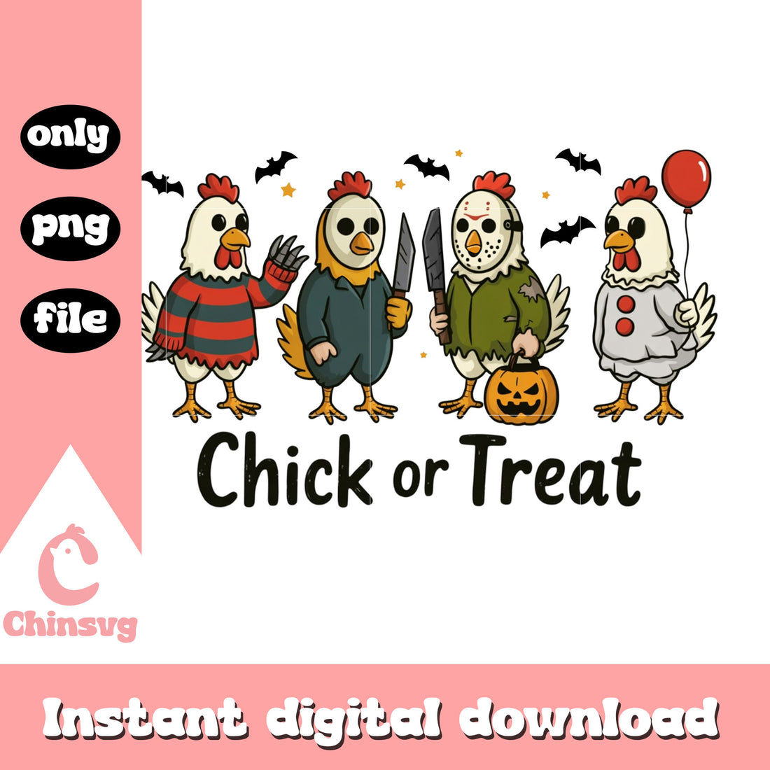 Chick or treat spooky characters design png, the killer movie png – Chinsvg