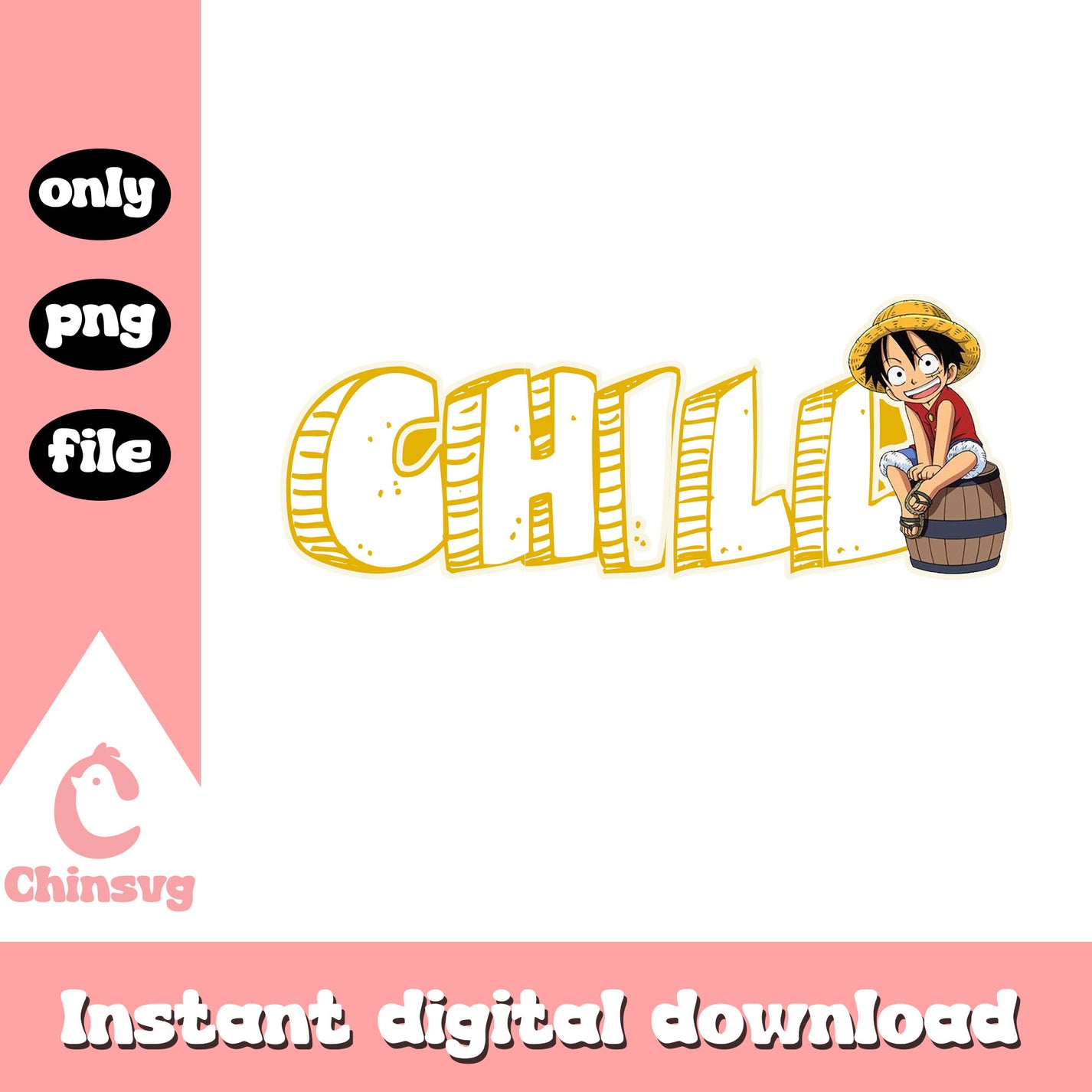 Chill monkey d luffy font design png, one piece anime png – Chinsvg