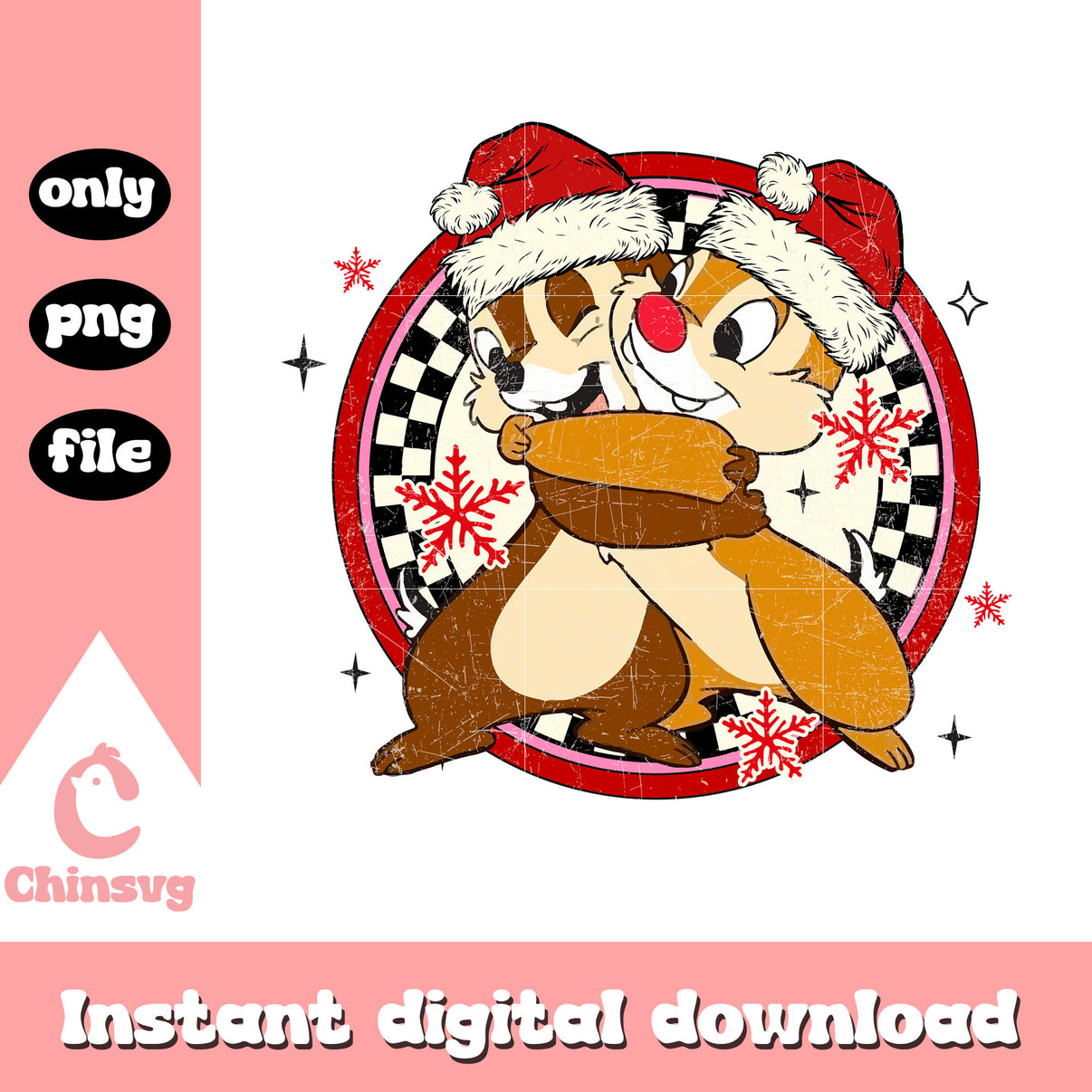 Chip and dale santa hat png, disney christmas png, chip and dale carto ...
