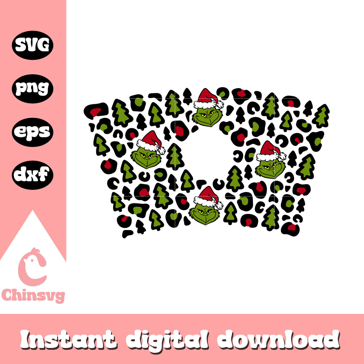 Christmas grinch leopard full wrap svg, grinch face svg – Chinsvg