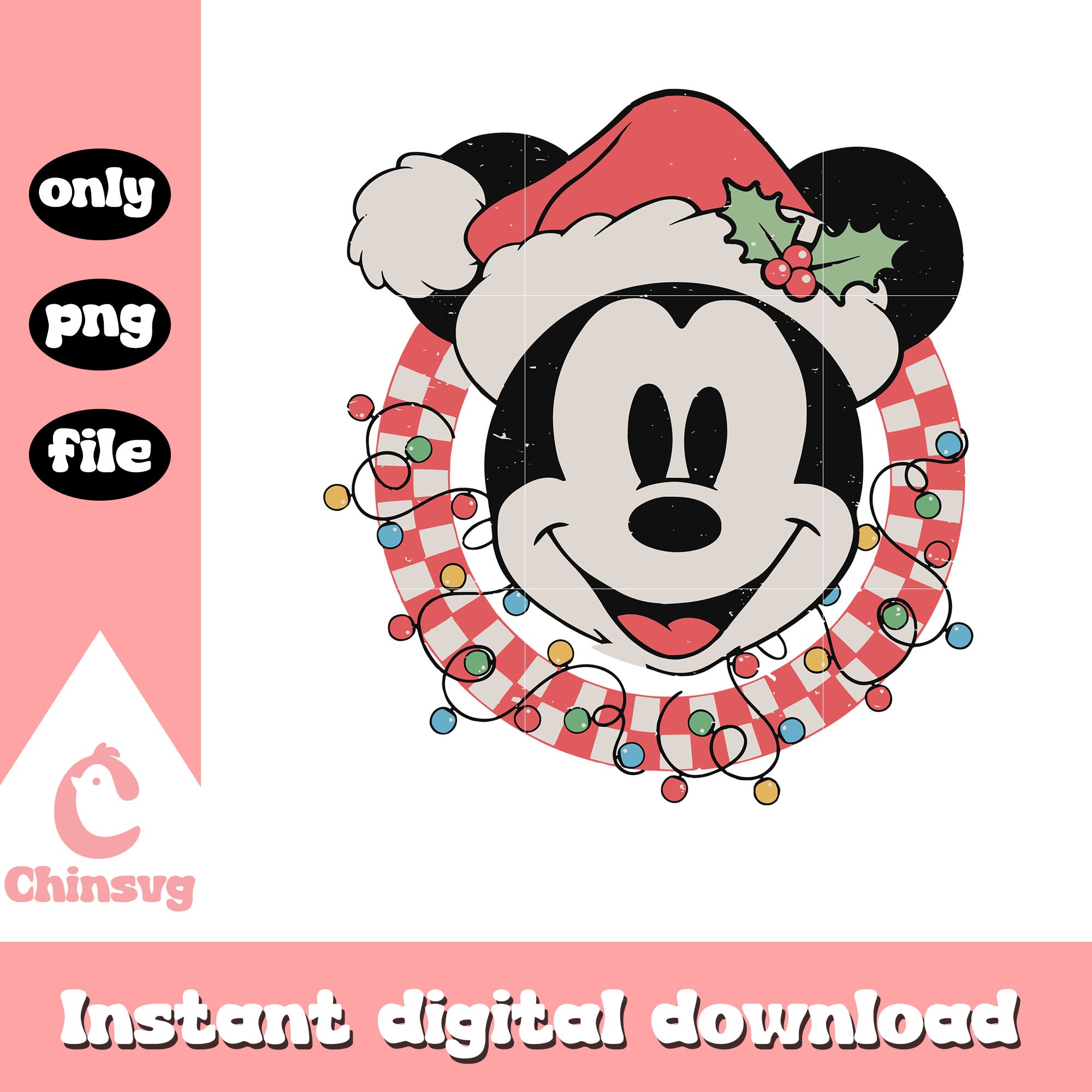 Christmas lights mickey face design png, christmas mickey png – Chinsvg