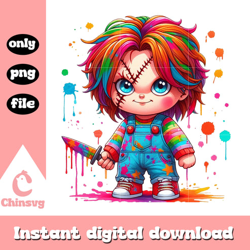 Chucky chibi cute colorful halloween design png, halloween png – Chinsvg