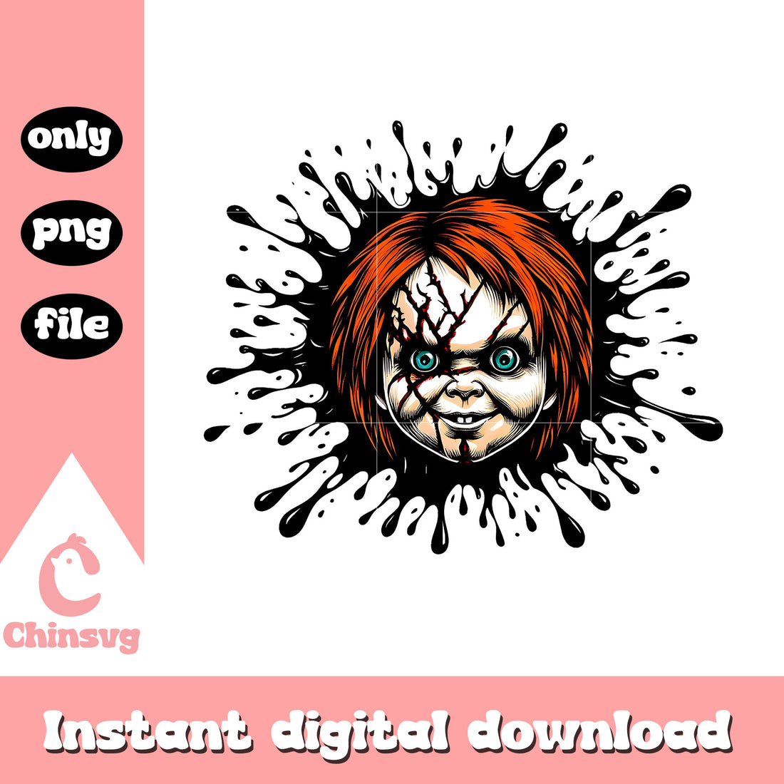 Chucky head splatter effect png, chucky head horror movie png – Chinsvg