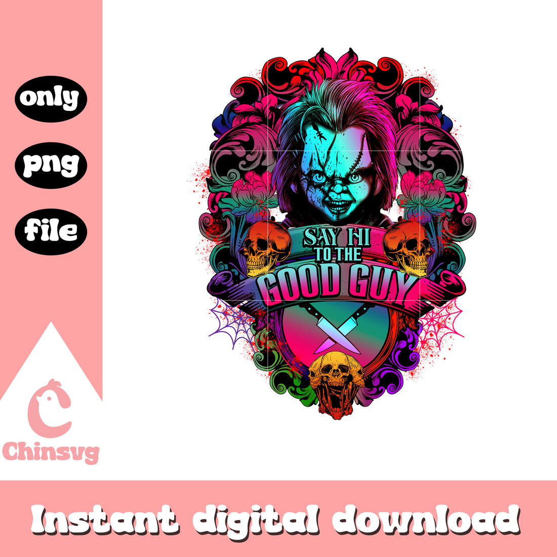 Chucky say hi to the good guy png, halloween png, horror movie png ...