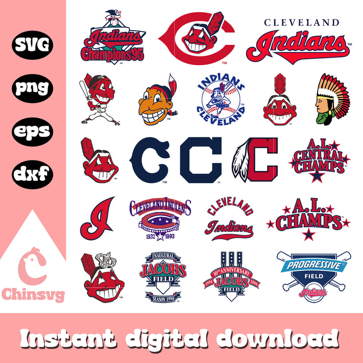 Cleveland indians baseball logo bundle svg, cleveland indians svg – Chinsvg
