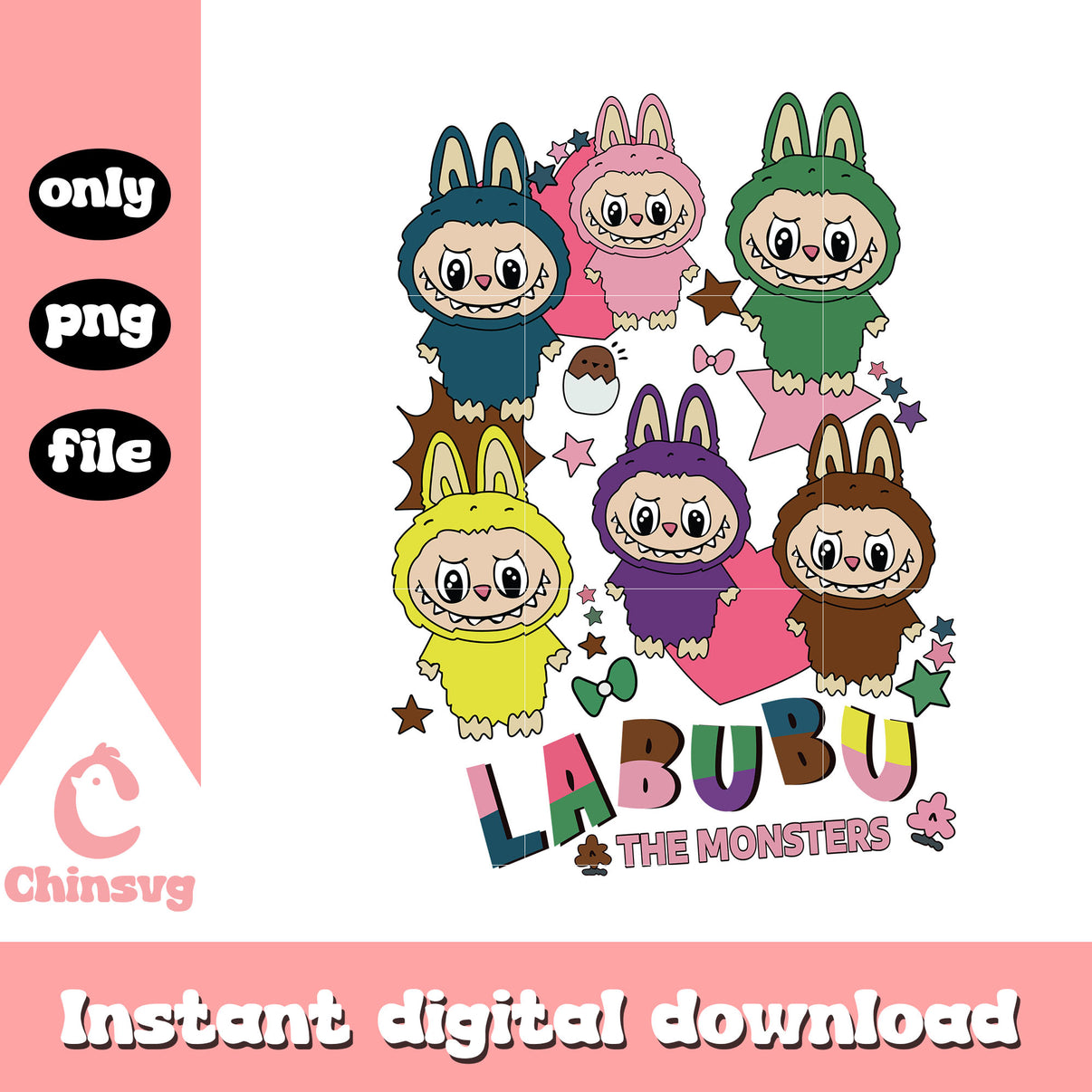 Colorful galaxy labubu cute doll design png, the monsters labubu png ...