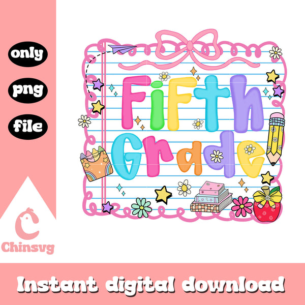 Coquette fifth grade back to school design png, happy school png – Chinsvg