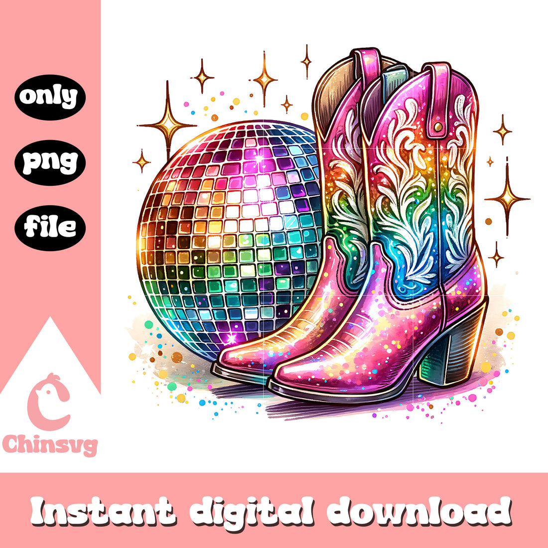 Cowboy boots and disco ball design png, disco ball png – Chinsvg