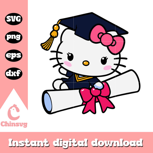 Cute Hello Kitty graduation svg, hello kitty svg, graduation svg – Chinsvg