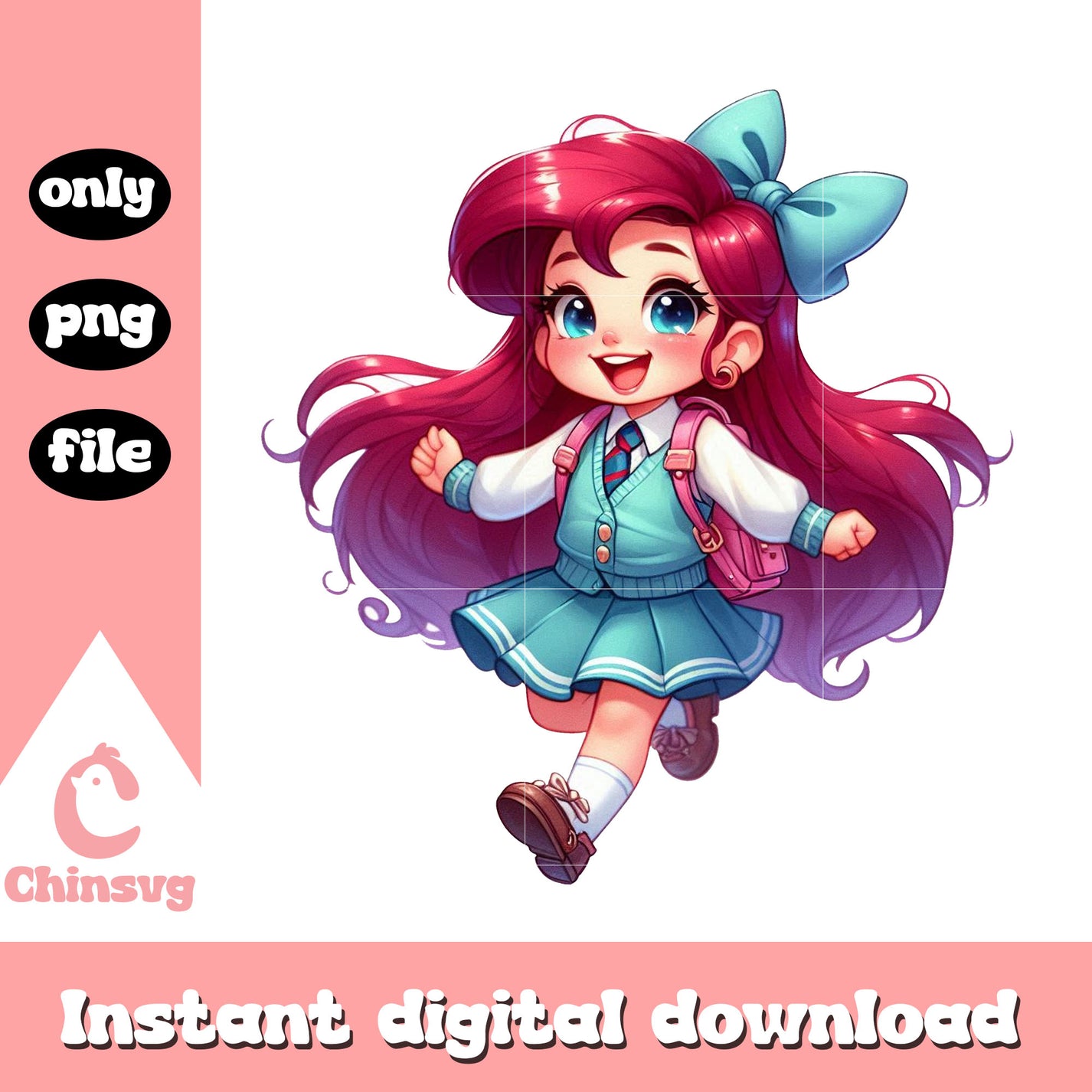 Cute baby ariel back to school design png, magic school png – Chinsvg