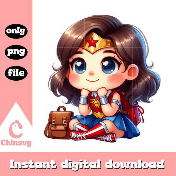Cute baby wonder woman first day of school png, first grade png – Chinsvg