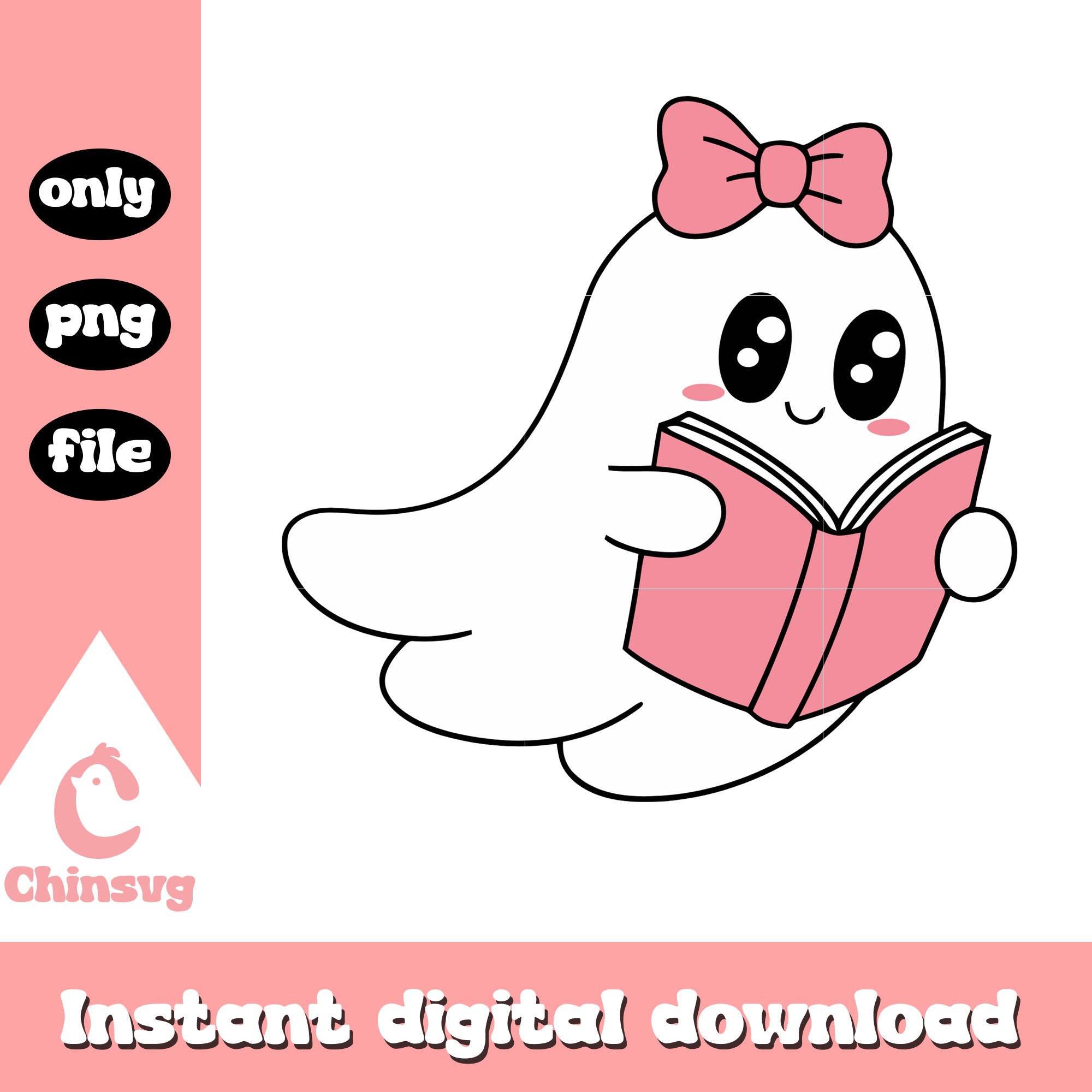 Cute boo reading book design png, book club png – Chinsvg