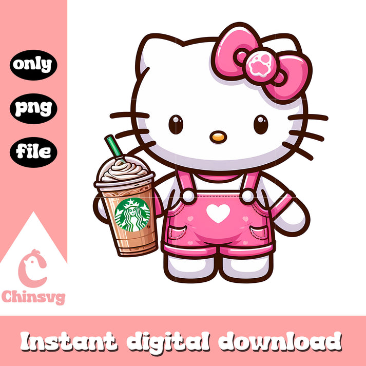Cute hello kitty drink coffee png, sanrio hello kitty png, starbucks p ...