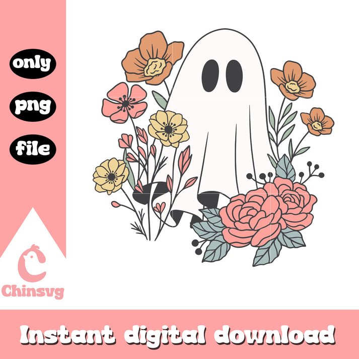 Cute sheet ghost floral design png, halloween vibes png – Chinsvg