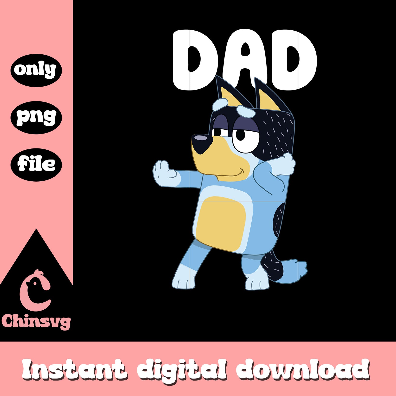 Dad bluey character png, bandit heeler png, bluey cast png – Chinsvg