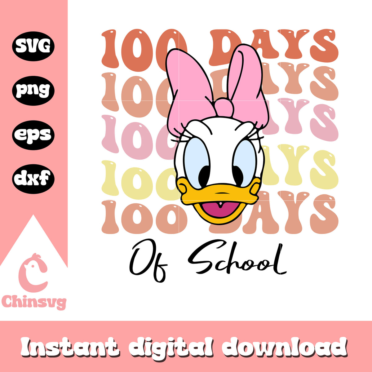 Daisy duck 100 days of school svg, disney school svg, school svg – Chinsvg
