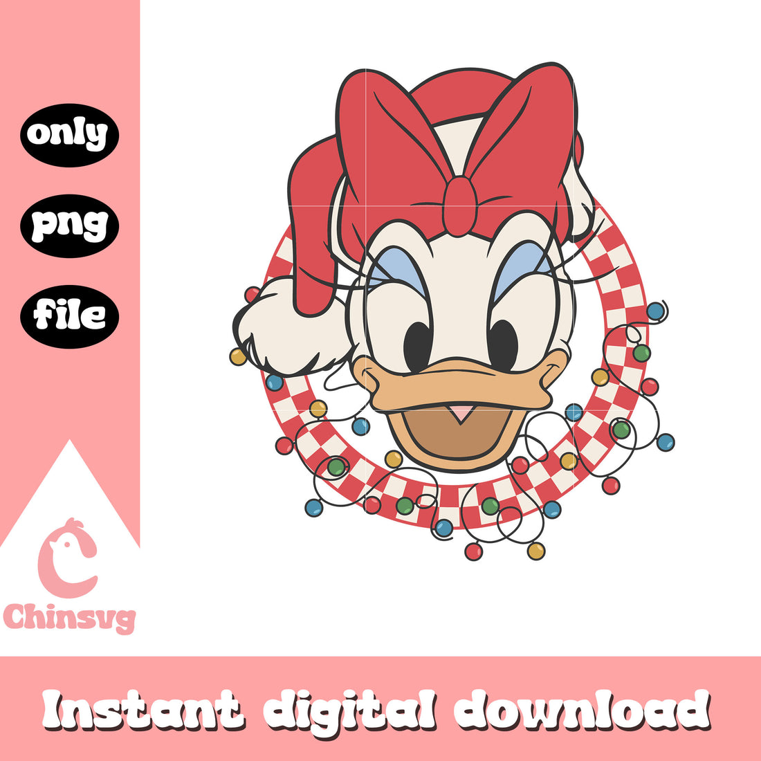 Daisy duck face logo christmas lights png, christmas daisy png – Chinsvg