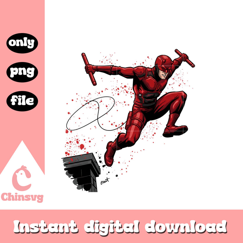 Daredevil posing splatter effect design png, daredevil png – Chinsvg