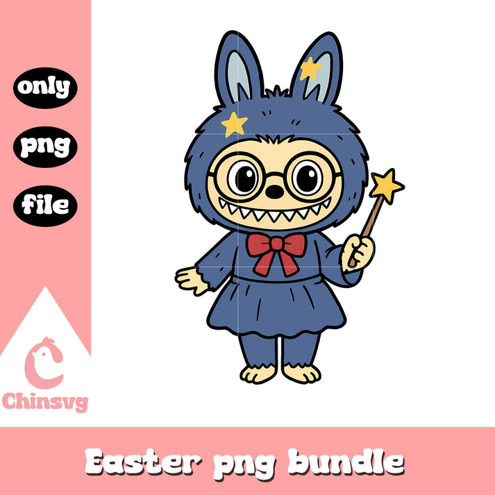 Dark blue magical girl labubu cute doll png, popmart labubu png – Chinsvg