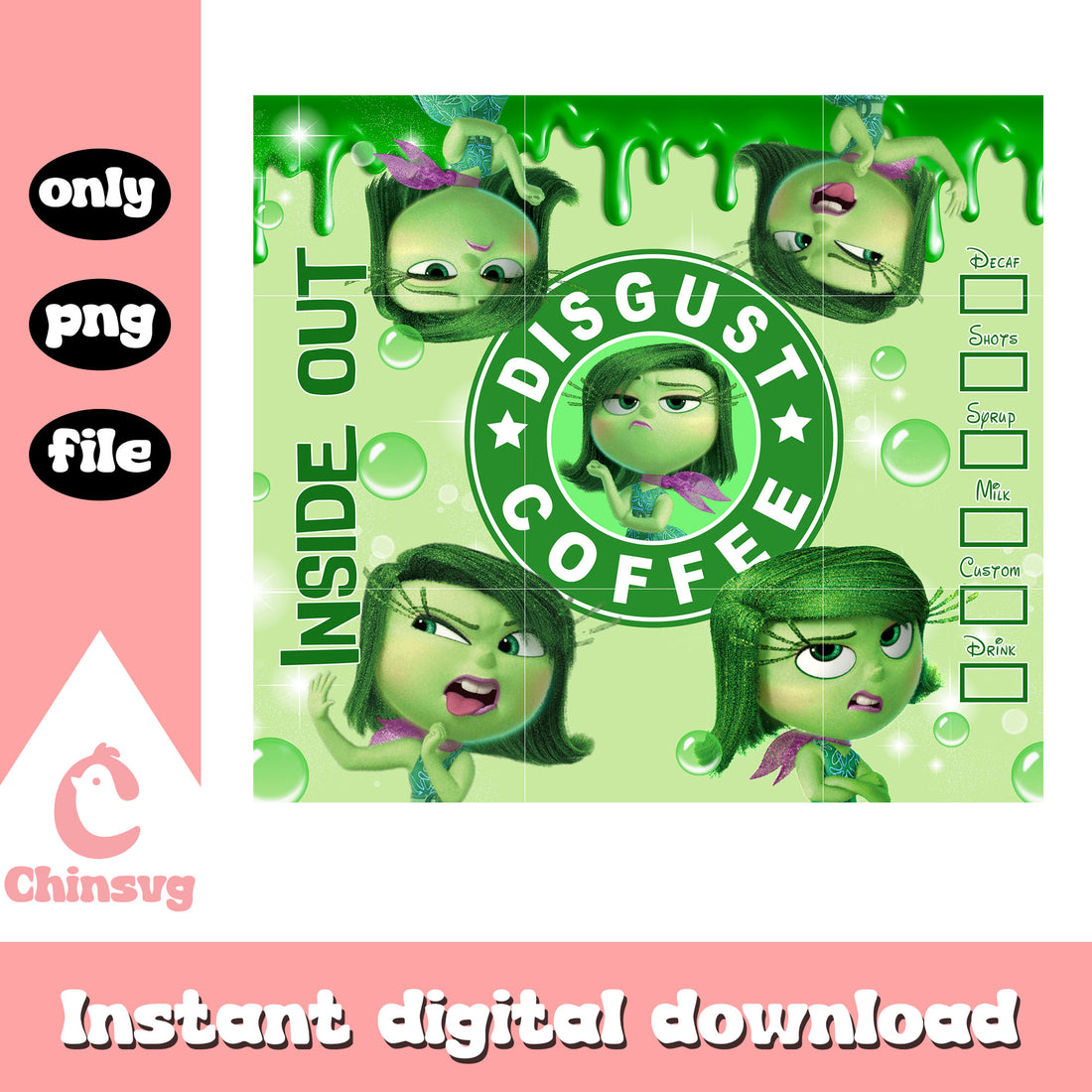 Disgust coffee inside out tumbler png, disgust from inside out png ...