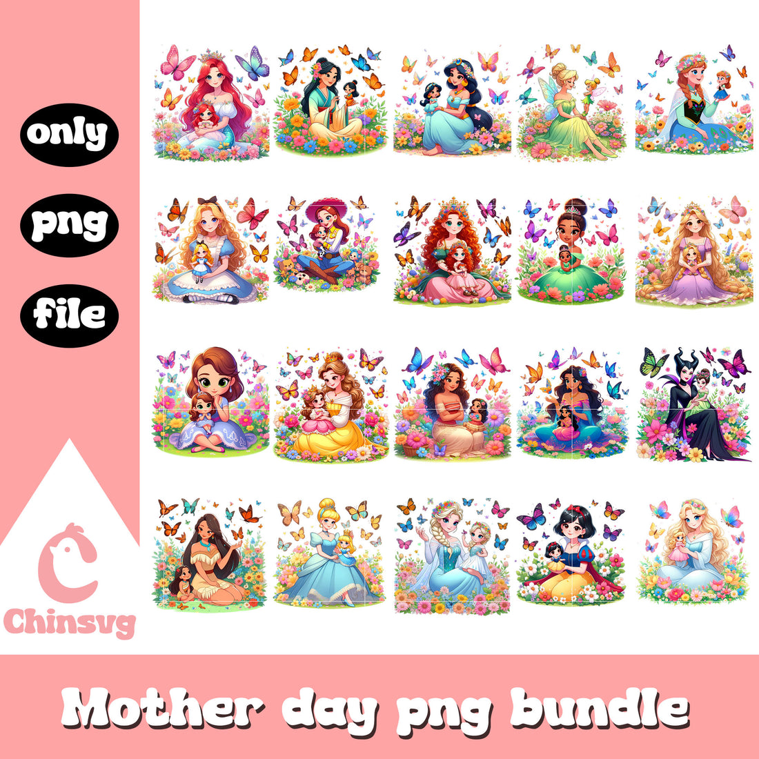 Disney princess mom characters bundle png, disney princess png, mother ...