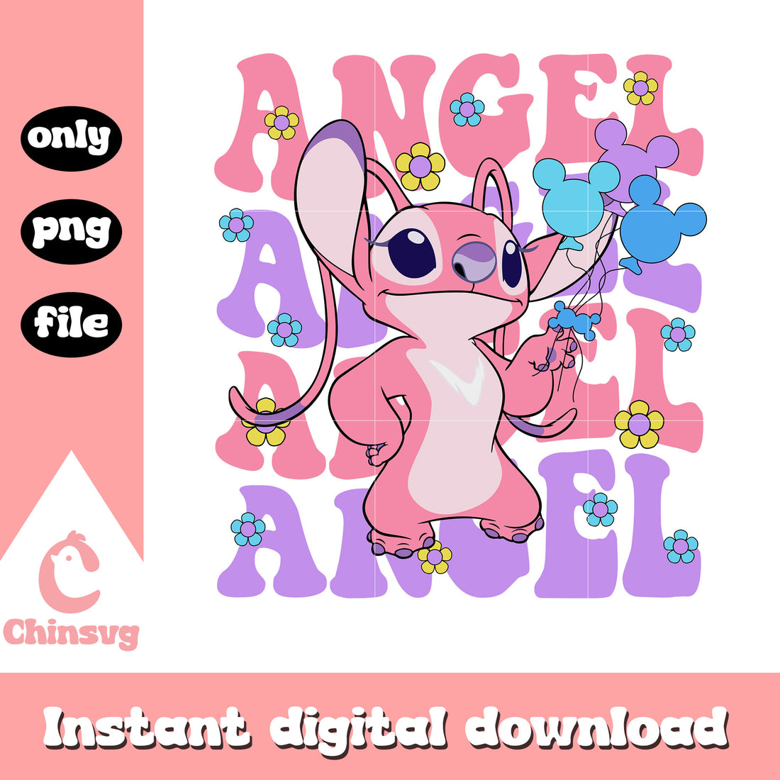Disney angel name design png, angel cute pink stitch png – Chinsvg
