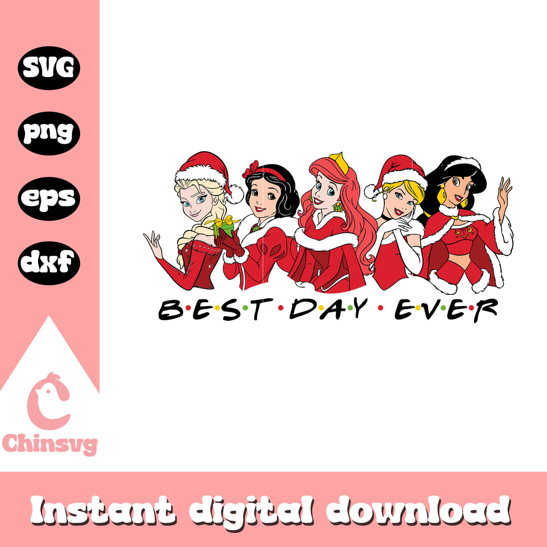 Disney princess santa best day ever svg, disney princess christmas svg ...