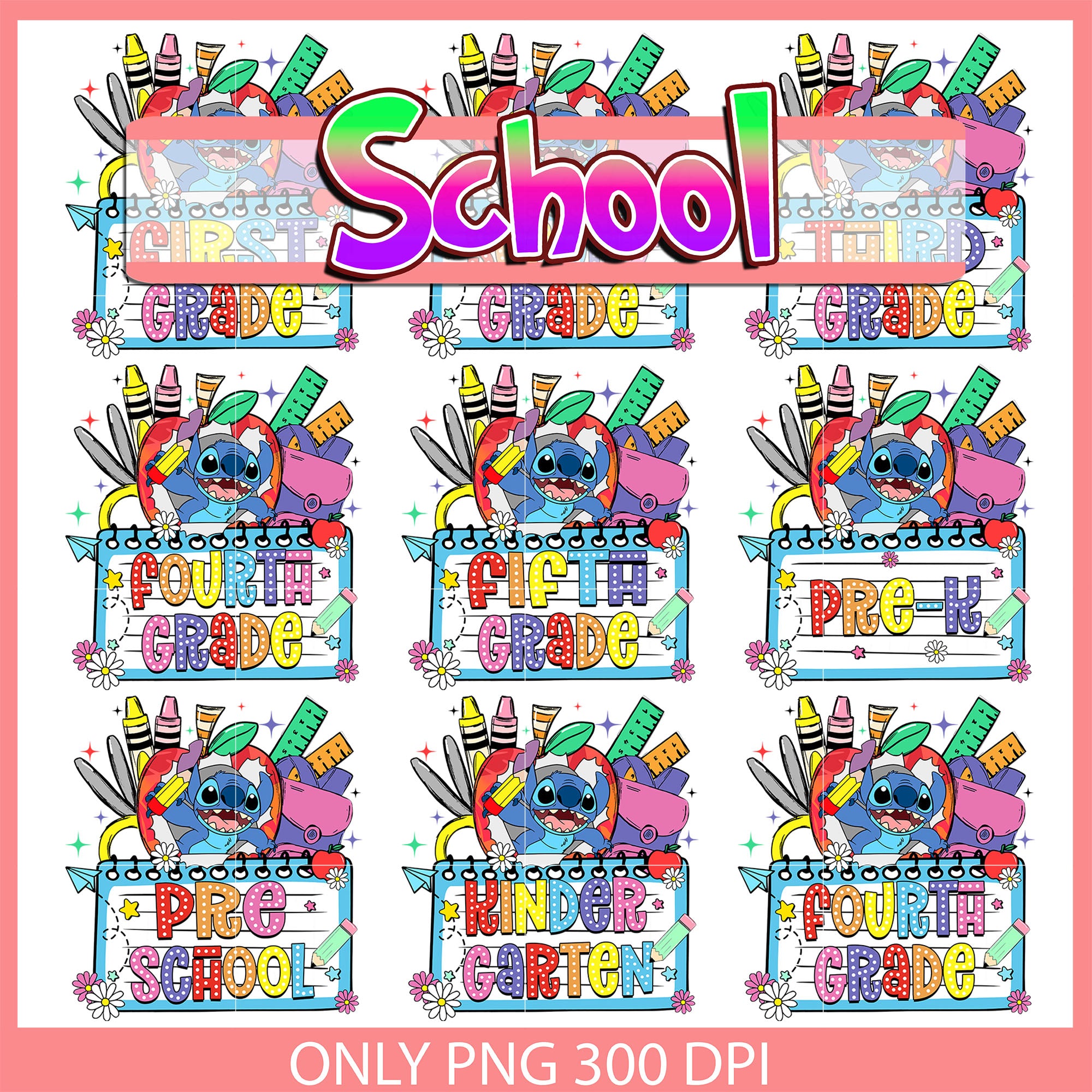 Disney stitch back to school bundle png, stitch cartoon png – Chinsvg