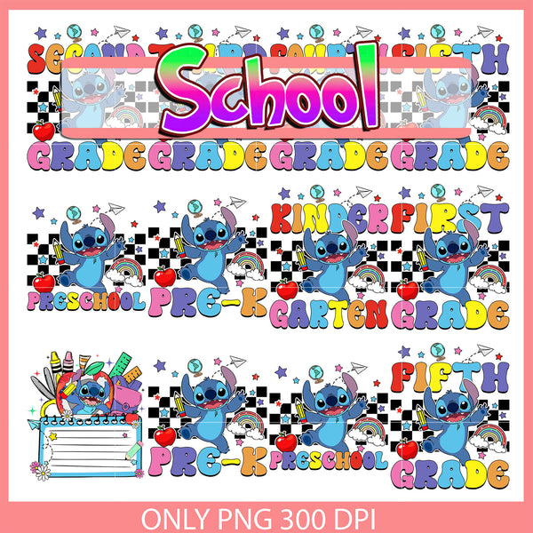 Disney stitch back to school design bundle png, stitch character png ...