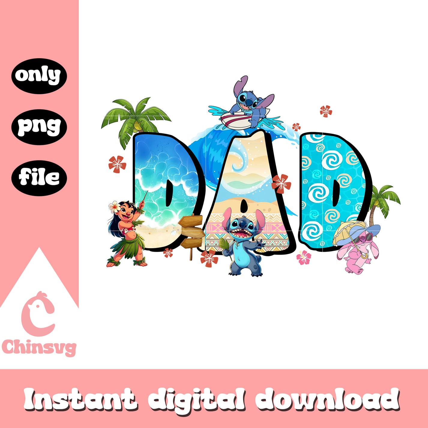 Disney stitch dad summer design png, disney summer png – Chinsvg