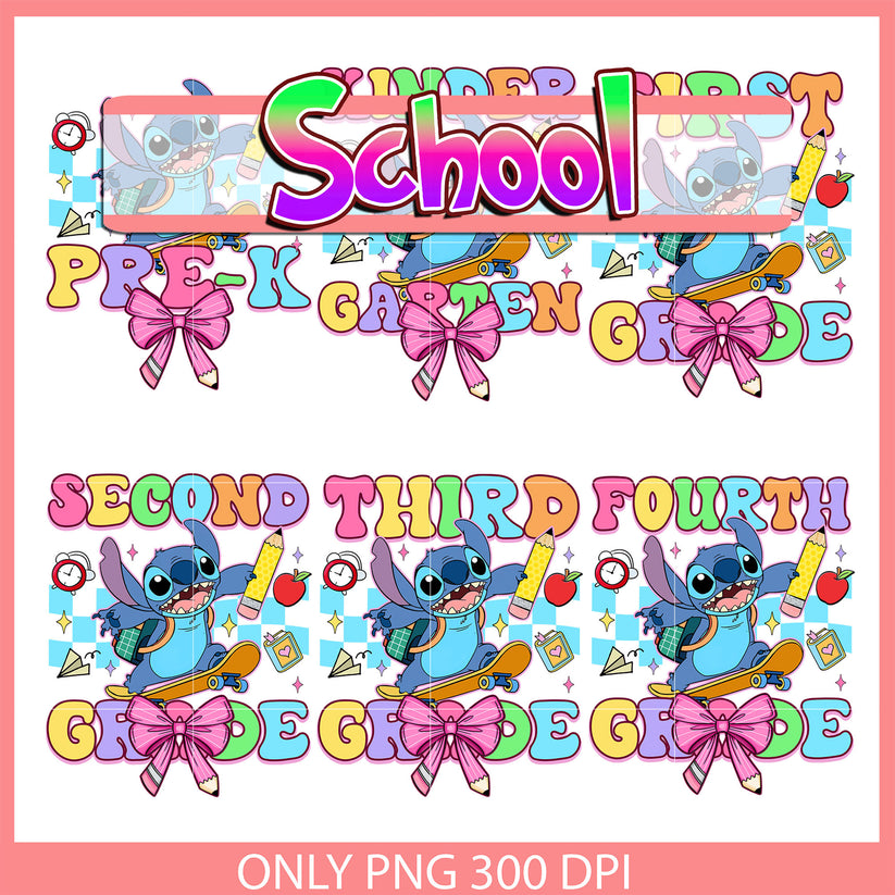 Disney stitch go to school design bundle png, lilo and stitch png – Chinsvg