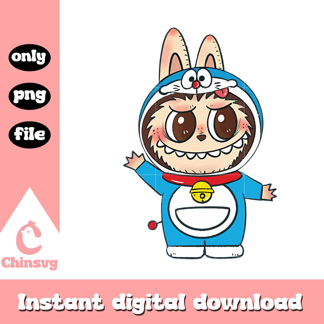 Doraemon head labubu cute doll design png, clipart labubu png – Chinsvg