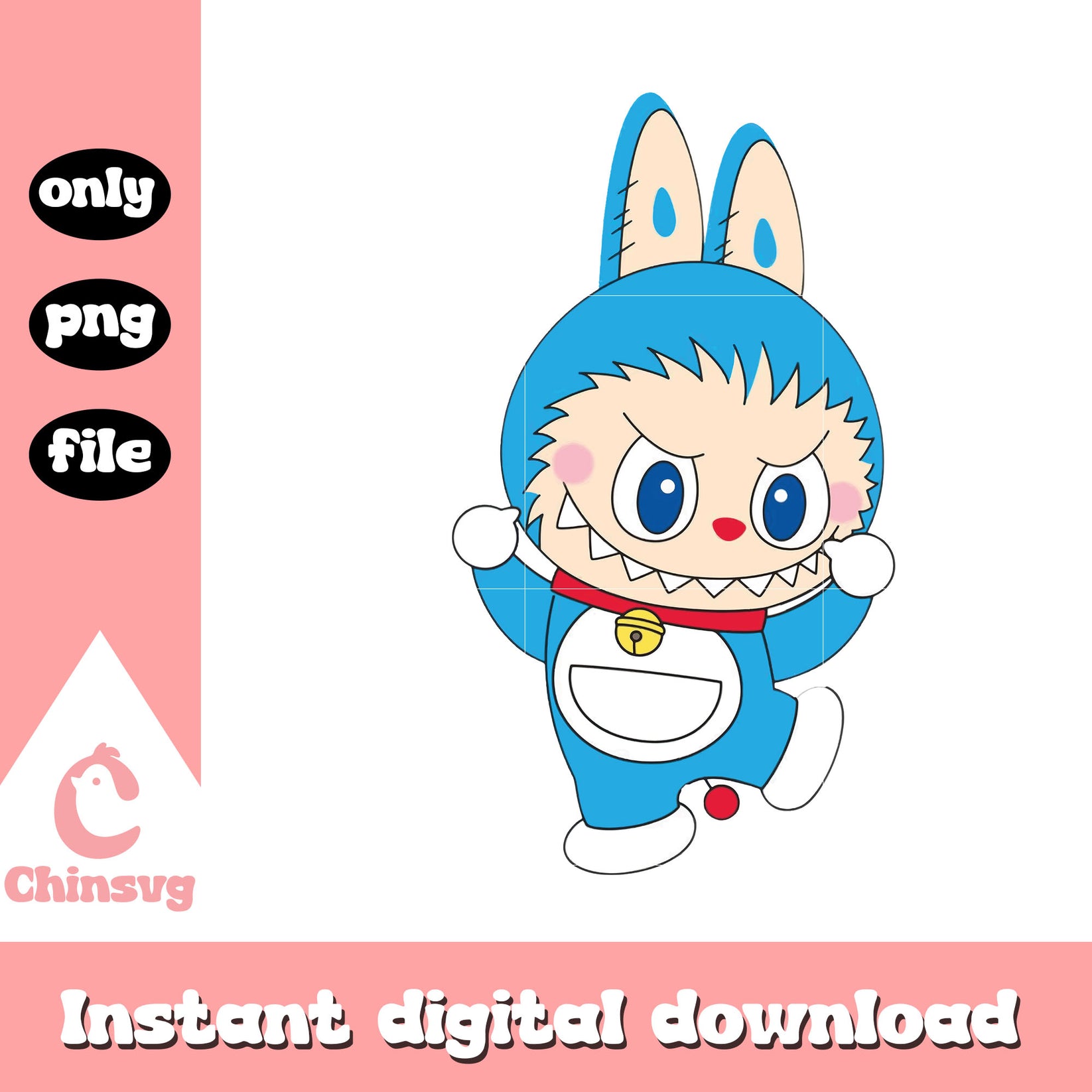 Doraemon labubu cosplay cute doll design png, doraemon character png ...