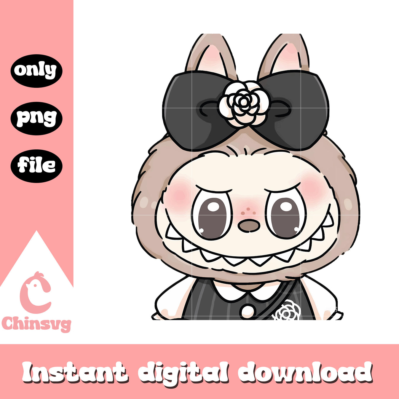 Elegant lady labubu cute doll design png, labubu clipart png – Chinsvg