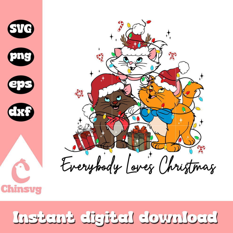 Everybody loves christmas cat tree design svg, christmas day svg – Chinsvg