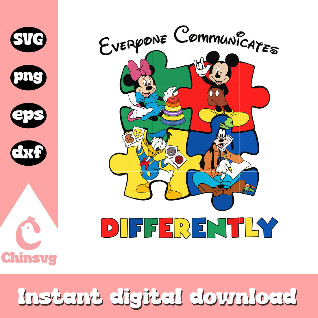 Everyone communicate differently svg, autism awareness svg, mickey svg ...